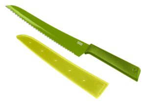 kuhn rikon colori+ non-stick bread knife with safety sheath, 32.5 cm, green