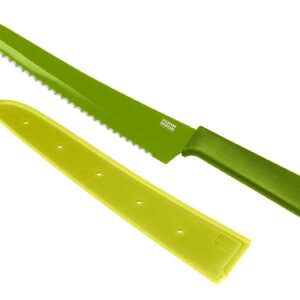 KUHN RIKON Colori+ Non-Stick Bread Knife with Safety Sheath, 32.5 cm, Green