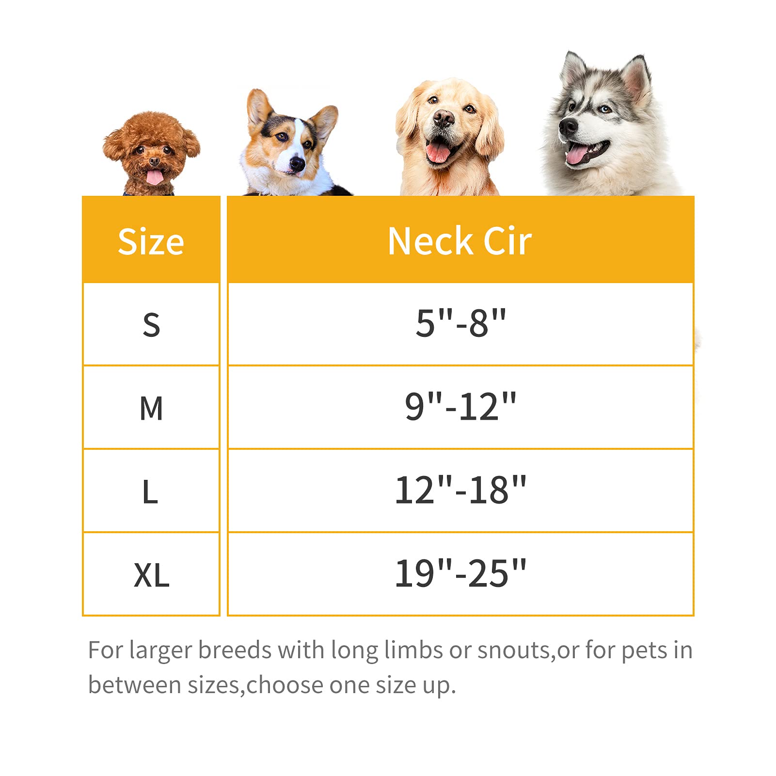 Protective Inflatable Collar for Dogs and Cats - Soft Recovery Pet Cone, E-Collar Does not Impede Vision Orange L