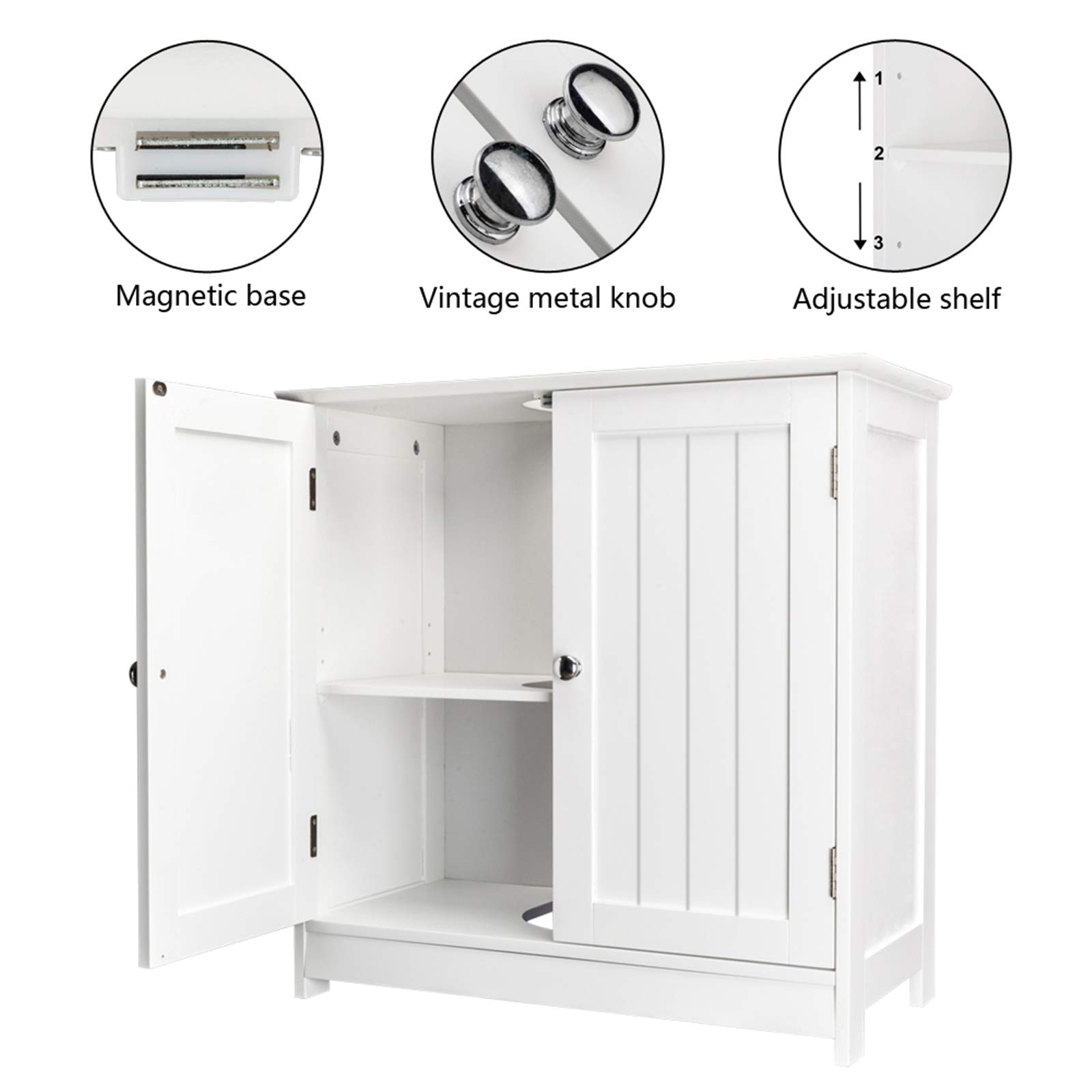 Kcelarec Bathroom Pedestal Sink Storage Cabinet, Bathroom Wood Storage Cabinet with 2 Doors, Pedestal Under Sink Organizer Cabinet with Internal Shelf,White