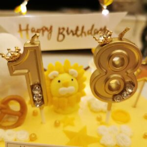 Diamond Crown Handmade 1 Gold Candle First Birthday 1st Happy Birthday Cake Big Large Glitter Bday Candle Cupcake Topper Decoration Boy Girl No Number Year Adult Wedding Party