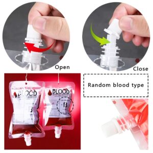 20 Pack Blood Bags for Drinks,8.5oz Anti-Leak Bags with Cap,Reusable Food Grade Bags,Decoration Cups for Halloween and Christmas