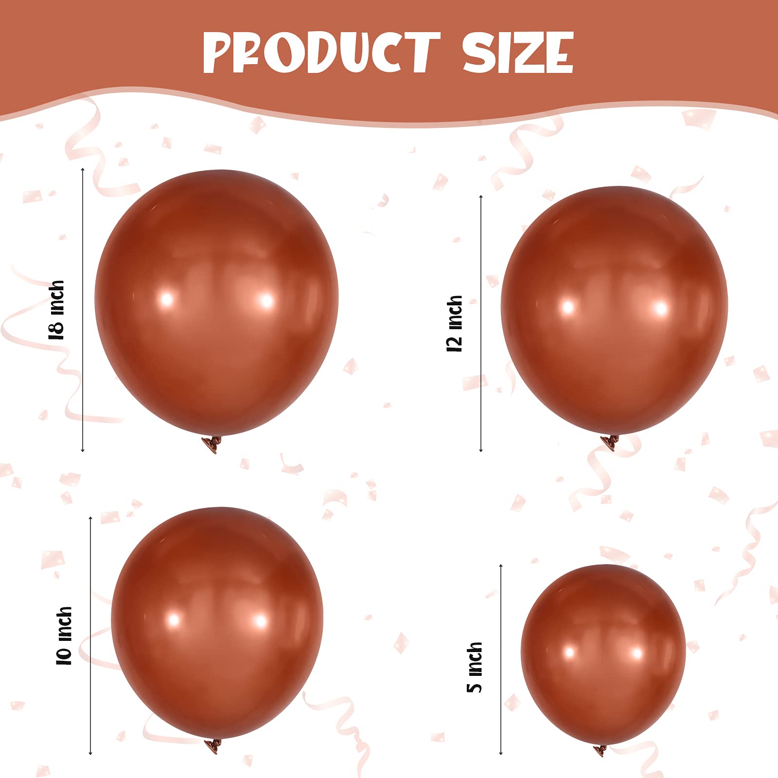 100 Pieces Latex Balloons Different Sizes 18/12/10/5 Inch Party Balloon Kit for Valentines Birthday Baby Shower Wedding Bride Graduation Party Decoration (Retro Coffee)