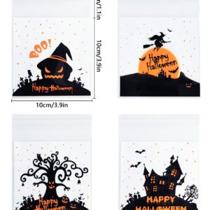 160 Pcs Halloween Cellophane Clear Treat Bags Self Adhesive Candy & Cookie Bags for Halloween Party Favors Supplies