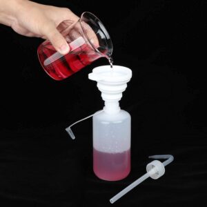 Hyber&Cara Safety Wash Bottle 3Pcs 250ml Plastic Squeeze Bottle with Cap for Lab Plant Watering Tattoo Wash Bottle with 1Pc Silicone Funnel