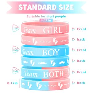 Hicarer 60 Pieces Gender Reveal Bracelets, Team Silicone Wristbands Team Gender Reveal Party Bracelets Team Both Rubber Wristband for Shower Gender Reveal Party Favor Supplies, Blue and Pink