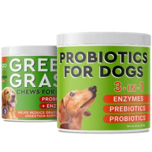 pawfectchew dog pee grass restore + probiotics for dogs bundle - dog urine neutralizer for grass burn spots, lawn repair - allergy relief dog probiotics chews + digestive enzymes - made in usa