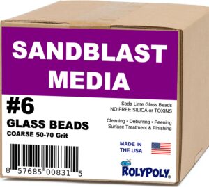 sandblasting media glass beads #6 (10 lbs) coarse 50-70 grit for sandblaster abrasive, blasting gun, sand blast cabinet