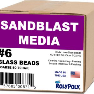 Sandblasting Media Glass Beads #6 (10 LBS) Coarse 50-70 Grit for Sandblaster Abrasive, Blasting Gun, Sand Blast Cabinet