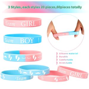 Hicarer 60 Pieces Gender Reveal Bracelets, Team Silicone Wristbands Team Gender Reveal Party Bracelets Team Both Rubber Wristband for Shower Gender Reveal Party Favor Supplies, Blue and Pink