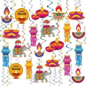 happy diwali hanging swirls party decoration supplies - festival of lights deepavali hanging decoration kit for home