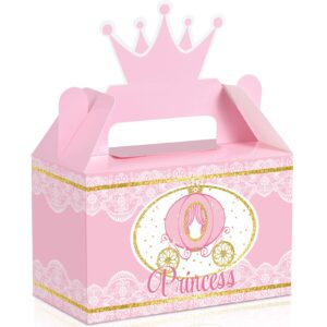 outus 12 pieces little princess crown treat box princess decoration supplies favors pink and gold princess baby shower or birthday girl party boxes