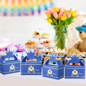 12 Pieces Little Prince Party Box Prince Crown Treat Box Blue and Gold Prince Party Candy Goodies Box Prince Theme Party Supplies for Baby Shower Boy Birthday Party Decorations, 5.95 x 3 x 7.5 Inches