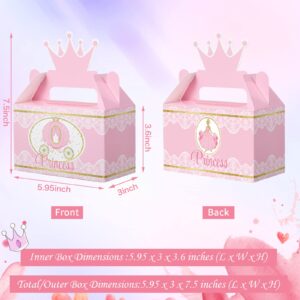 Outus 12 Pieces Little Princess Crown Treat Box Princess Decoration Supplies Favors Pink and Gold Princess Baby Shower or Birthday Girl Party Boxes