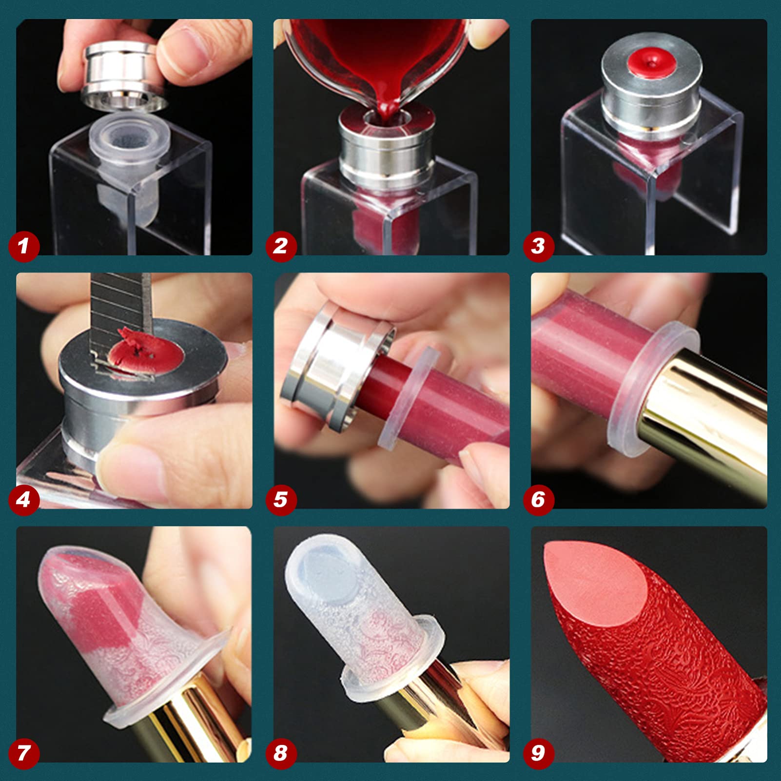 HEALLILY DIY Lipstick Mold Silicone Lipstick Mold Making Tool Makeup Cosmetics Lipstick Mould Homemade Lipstick Tube Diy Mold Crafts 4pcs