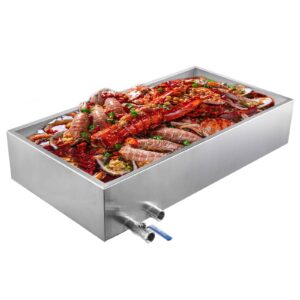 marada maple syrup evaporator pan with a valve two interfaces steam table pan 304 stainless jam food pan chafing pan for home, outdoor, cooking (30"l x 16" w x 9.5" h)