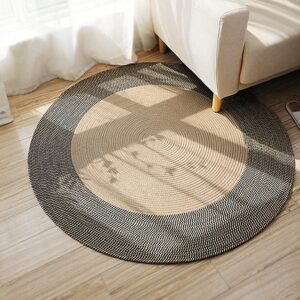 Poowe Hand Woven Round Area Rugs Living Room Bedroom Study Computer Chair Cushion Base Mat Round Carpet Lifts Basket Swivel Chair Pad Coffee Table Rug(2.6' Round)