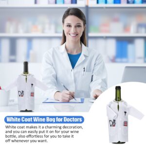 White Coat Wine Bag Doctor Wine Cover Felt Doctor Wine Insulated Cover Nurse Wine Wrapping Bag with Syringe Necklace for Male Female Graduation, Birthday, Anniversary, Nurse Practitioner