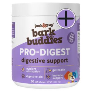 jack&pup bundle - bully sticks + pro-digest supplements | 12-inch odor free [standard size] bully sticks (5 pack) | pro-digest probiotics for dogs (60 chews)…