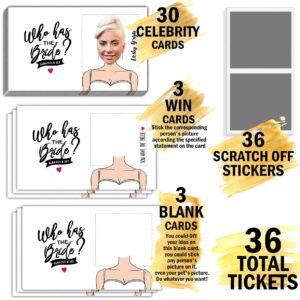 Nopoben Bridal Shower Games - Who Has The Bride Scratch Off Celebrity Cards, Bachelorette Party Games Supplies – 36 Cards(N06-Baika)