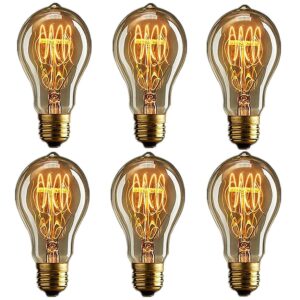 ctkcom a19 vintage edison bulbs,e26 120v 40w amber warm dimmable vintage style incandescent light bulbs,home light fixtures squirrel-cage filament,6 pack