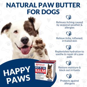 Natrulo Pet Paw Balm for Dog - Natural Healing Ointment for Itchy Paws, Grooming, Allergy Relief, Repair, Pad Protection – Soothing Unscented Shea Butter Moisturizer for Itching, Dryness, Licking 2oz