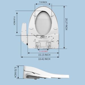 R&T Electronic Bidet Seat for Elongated Toilet, Smart Toilet Seat with Warm Air Dryer and Temperature Controlled Wash Functions (V2601 Heated Bidet Seat)