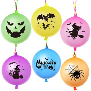 zmciner 36 pcs halloween punch balloons, halloween punching balloons party favor supplies decorations, goodie bag filler, trick or treat game, halloween school classroom game (6 themes)