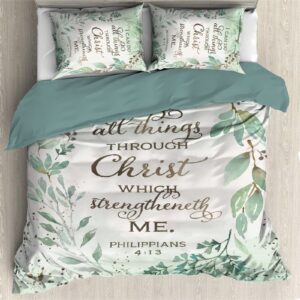 todeyya bible verse i can do all things duvet cover (twin size) with 2 pillow shams, microfiber lightweight 3pcs comforter cover set coverlet, with zipper closure bedding all-season