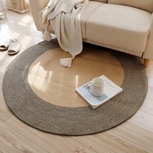 poowe hand woven round area rugs living room bedroom study computer chair cushion base mat round carpet lifts basket swivel chair pad coffee table rug(2.6' round)