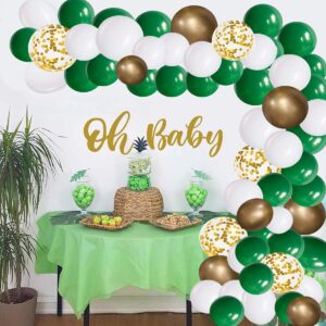 Dark Green White Gold Balloon Garland Arch Kit, 105PCS White Dark Green Metallic Gold Confetti Balloons for Birthday Wedding Engagement Anniversary Retirement Graduation Football Party Decorations