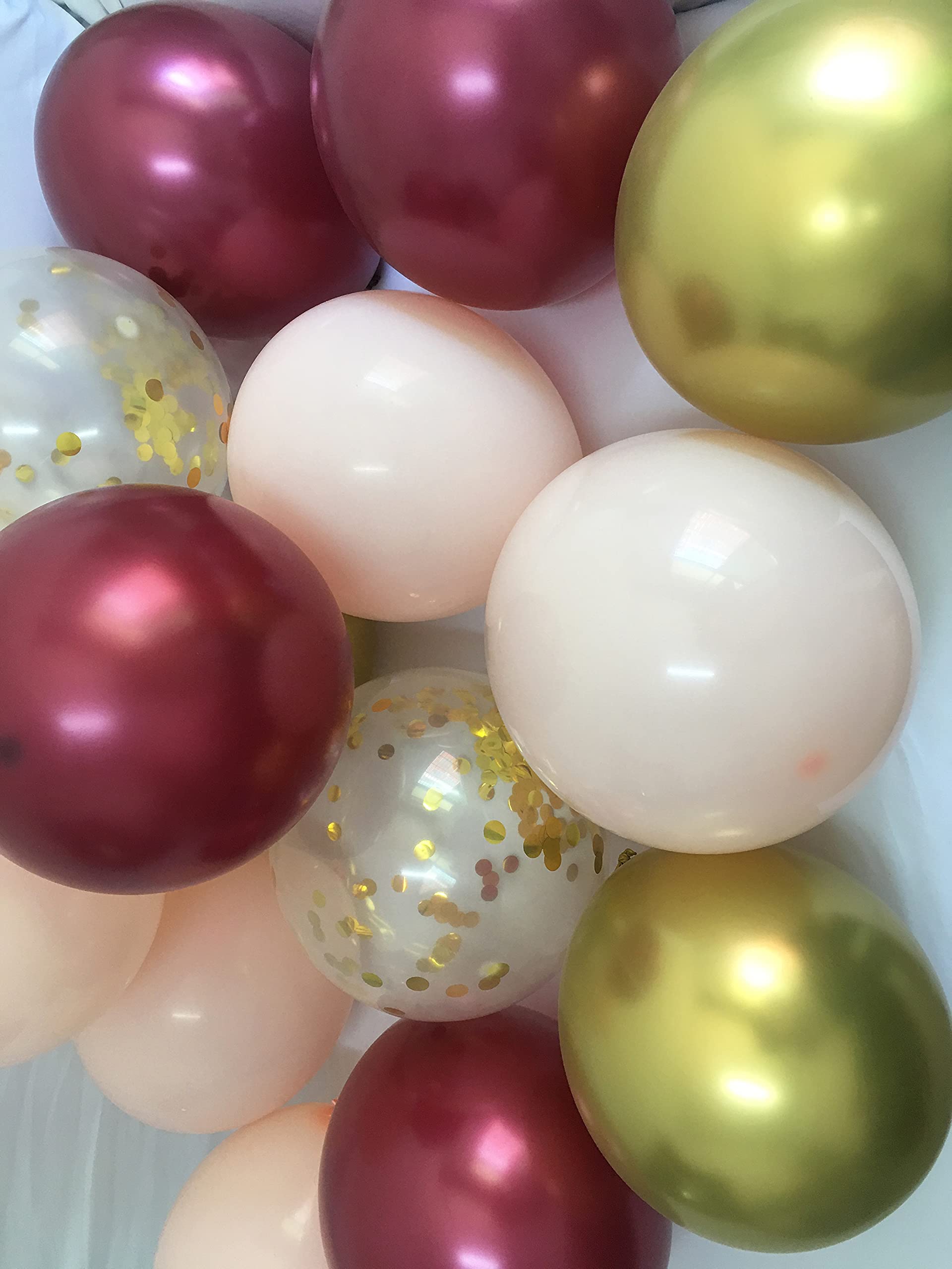 Pink Burgundy Gold Balloons – Metallic Wine Red Gold Balloons for Wedding Bridal Baby Shower Graduation Birthday Anniversary Party Decorations 50packs (Pink + Maroon)