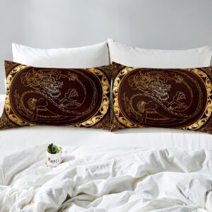 Dragon Bedding Set King Size,Chinese Snake Dragon Theme Duvet Cover Set for Kid Teen Boys Girls,Dragon Pattern Comforter Cover Decorative Room,Chinese Culture Quilt Cover with 2 Pillowcases