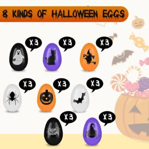 24 Pieces Halloween Easter Eggs Halloween Party Plastic Fillable Egg Container Halloween Egg Scavenger Hunt for Trick or Treating Candy Mini Package Treat Container Boxes Halloween Party Supplies