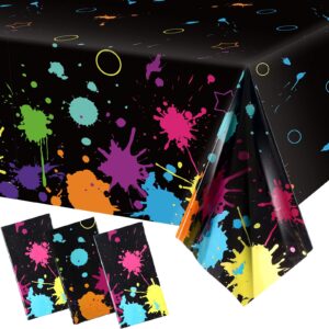 glow party table covers neon party tablecloths 108 x 54 inch glow party tablecloths disposable plastic neon glow table cloth for neon birthday party black light party supplies (3 pieces)