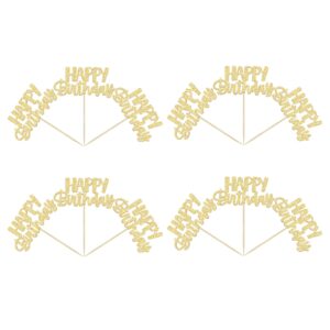 Gyufise 24Pcs Happy Birthday Cupcake Toppers Gold Glitter Celebrating Birthday Cake Picks Baby Shower Kids Birthday Party Decoration Supplies