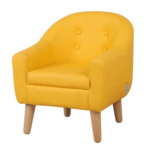 getifun single pvc kids sofa chair, toddler sofa couch with wooden legs, children armchair for children gift (yellow)