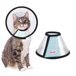 mintcat cat cone, protective cat neck cone for cats after surgery, 8.1 inches cat cone collar soft, elizabethan cat surgery collar for cats, adjustable cat cones to stop licking, kitten cone