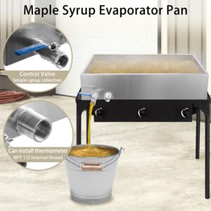 Marada Maple Syrup Evaporator Pan with a Valve Two interfaces Steam Table Pan 304 Stainless Jam Food Pan Chafing Pan for Home, Outdoor, Cooking (30"L x 16" W x 9.5" H)