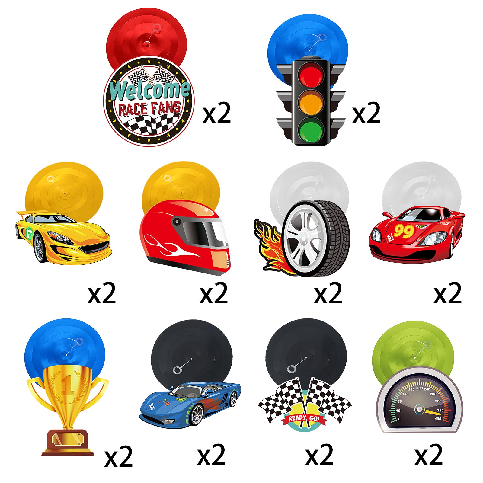 30 Pieces Race Car Party Hanging Swirls Decorations, Checkered Flags Racing Birthday Party Foil Ceiling Decor for Kids Boys Men Race Fans Birthday Party Baby Shower Supplies