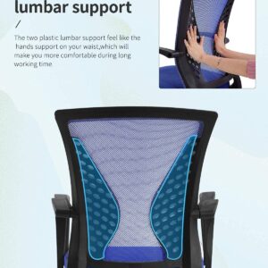 Hkeli Ergonomic Office Chair Computer Desk Chair Cheap Mid Back Mesh Office Chair with Wheels Back Support Armrest Adjustable Height Rolling Swivel Task Executive Works Chair for Women Men, Blue