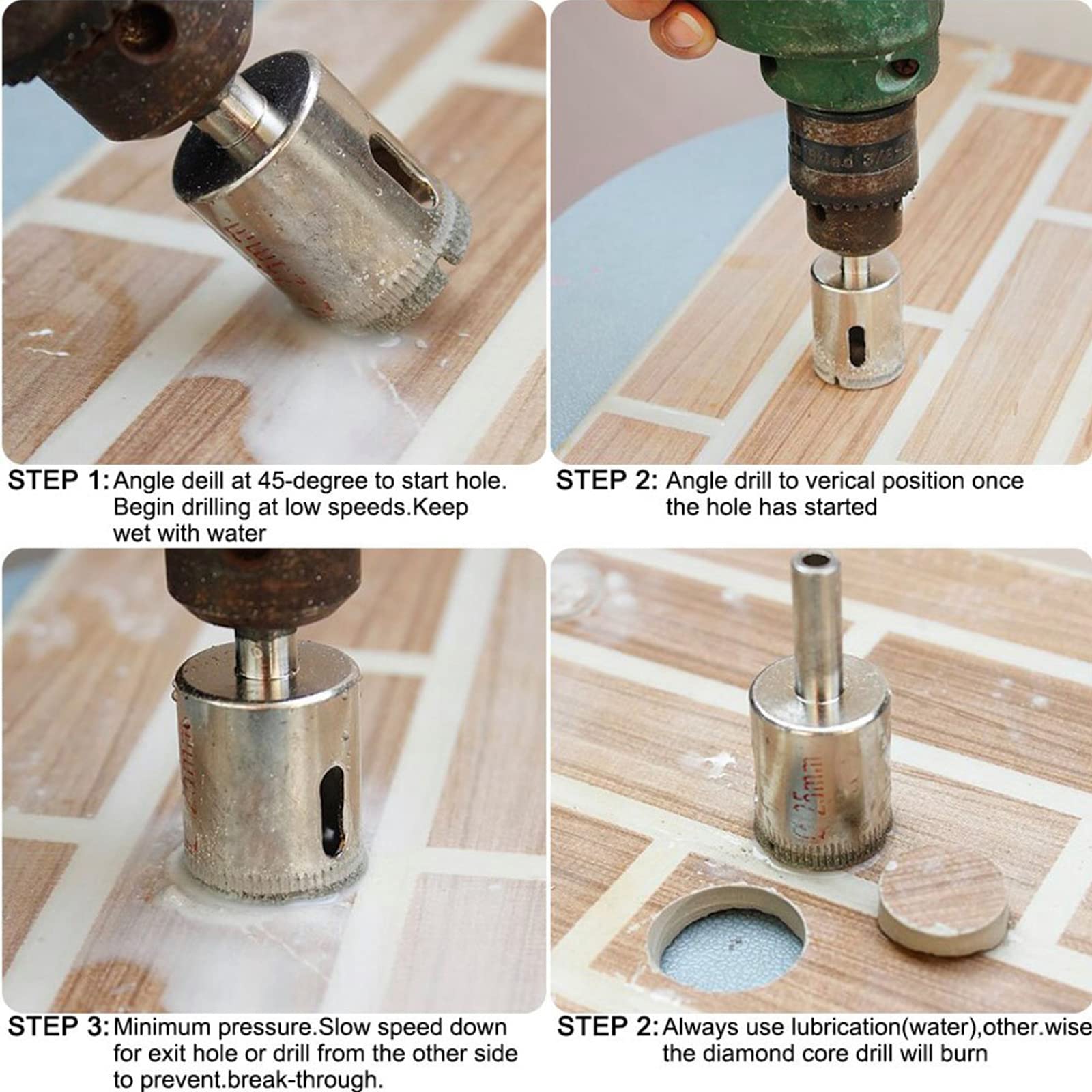 Jamiikury 1/8" / 3mm Diamond Hole Saw Drill Bits, Glass Hole Saw Tile Hole Saw Suitable for Ceramic Glass Tile Porcelain Marble - Pack of 15