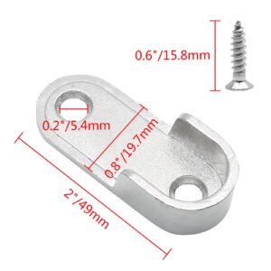 Zorveiio Silver Closet Rod End Supports, Oval Closet Rod Holder Small Closet Rod Bracket for Wardrobe Closet, 1 Inch Diameter, Pack of 8