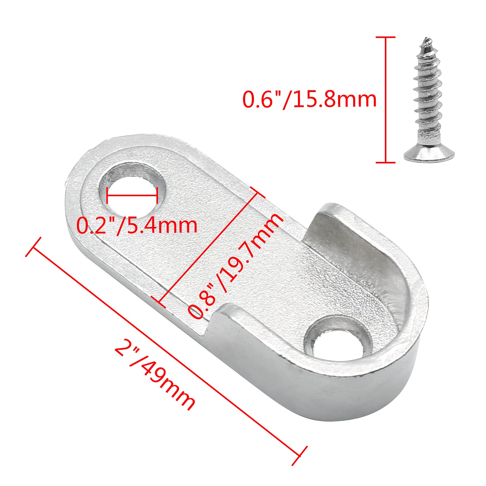 Zorveiio Silver Closet Rod End Supports, Oval Closet Rod Holder Small Closet Rod Bracket for Wardrobe Closet, 1 Inch Diameter, Pack of 8