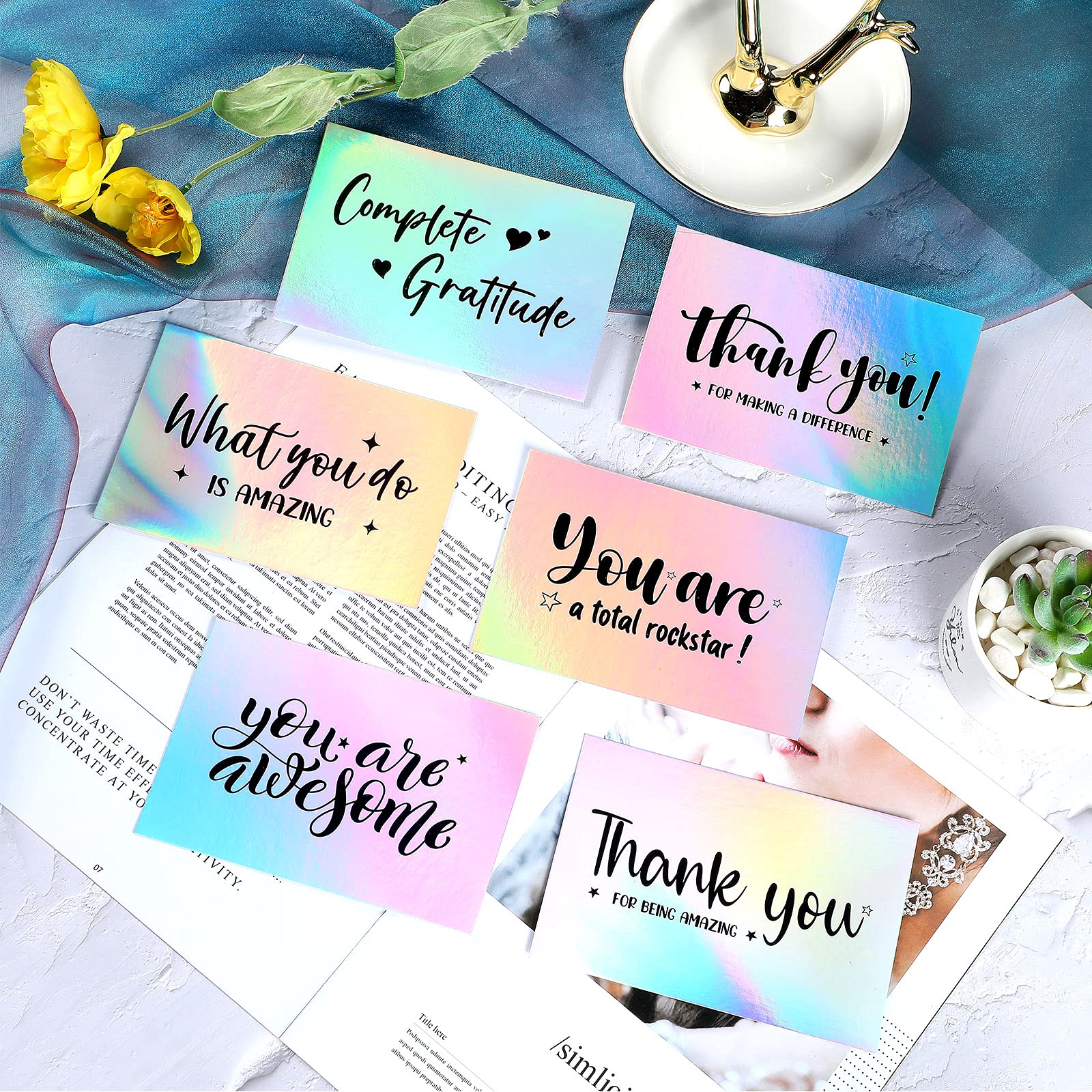 Holographic Thank You Cards Appreciation Postcards You Are Awesome Greeting Cards Thank You for Making a Difference Cards for Students Volunteers Teachers Graduation Nurses,4 x 6 Inch(60 Pieces)