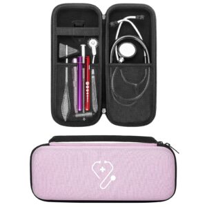 yinke stethoscope case for 3m littmann classic iii/cardiology iv/lightweight ii s.e. & mdf acoustica stethoscope, hard organizer storage bag for nurses and doctors accessory (pink)