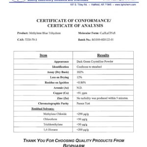 Methylene Blue, 1% USP (Pharmaceutical) Grade, 250 mL (8.4 fl oz); 3rd Party Tested