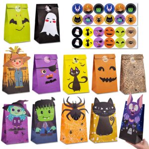 toxoy halloween treat bags, 30 pcs halloween candy paper favor bags 12 styles individual halloween trick or treat goodie bags for kids halloween party decoration supplies