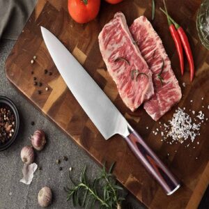 Qisebin Pro Kitchen Chef’s Knife 8-Inch German High Carbon Stainless Steel, Ergonomic Handle, Ultra Sharp for Kitchen & Restaurant