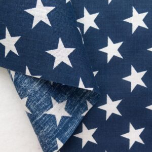 Ad Fabric, American Star Navy Blue Print Poly Cotton Fabric by The Yard, 58”/60” Wide